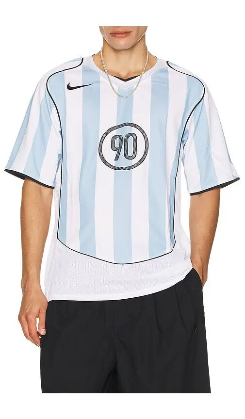 新品 国内未発売 total 90 nike stripe soccer tee Nike Total 90 Striped Soccer Jersey In Blue & White Stripe - 40